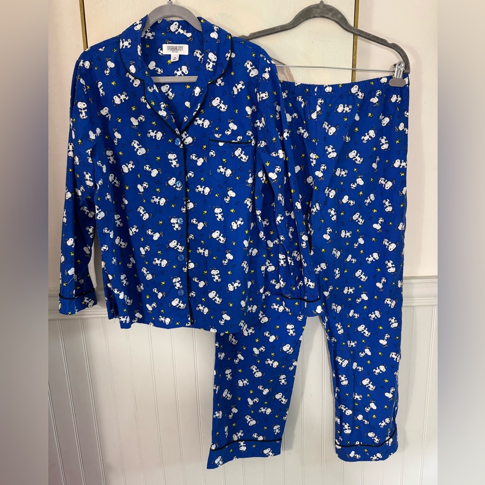 Peanuts Dancing Snoopy Cotton Matching Button Down Pj… - Gem